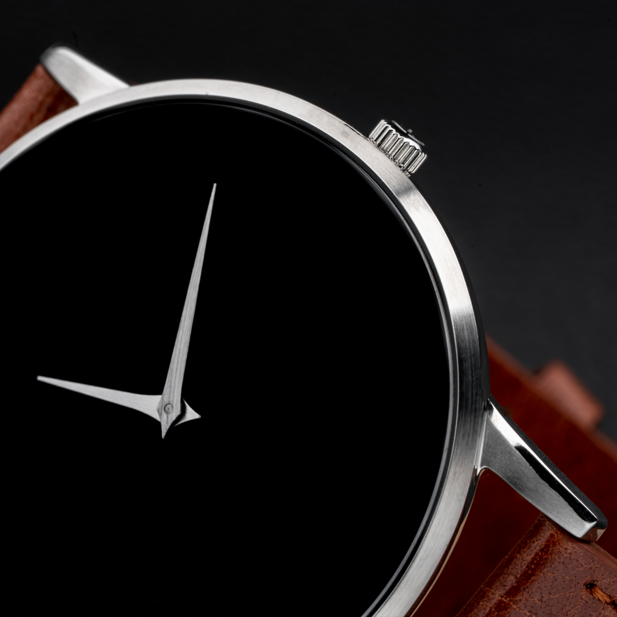 The Ares- Mens watch 45mm Brown Band Silver Case - Teleio
